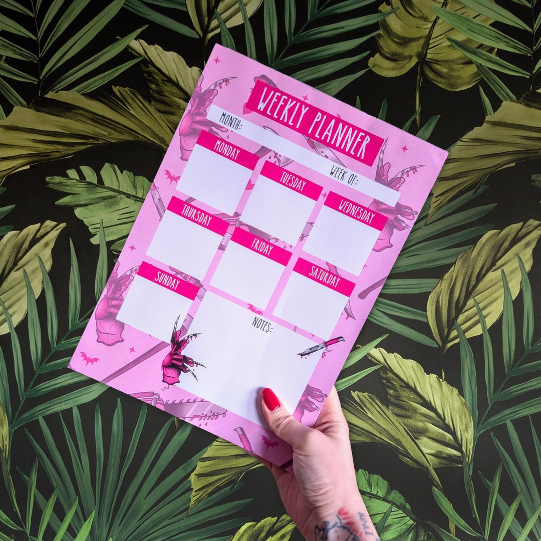 Pink Horror A4 Desk Planner | Cute Horror Design | Spooky Stationery ...