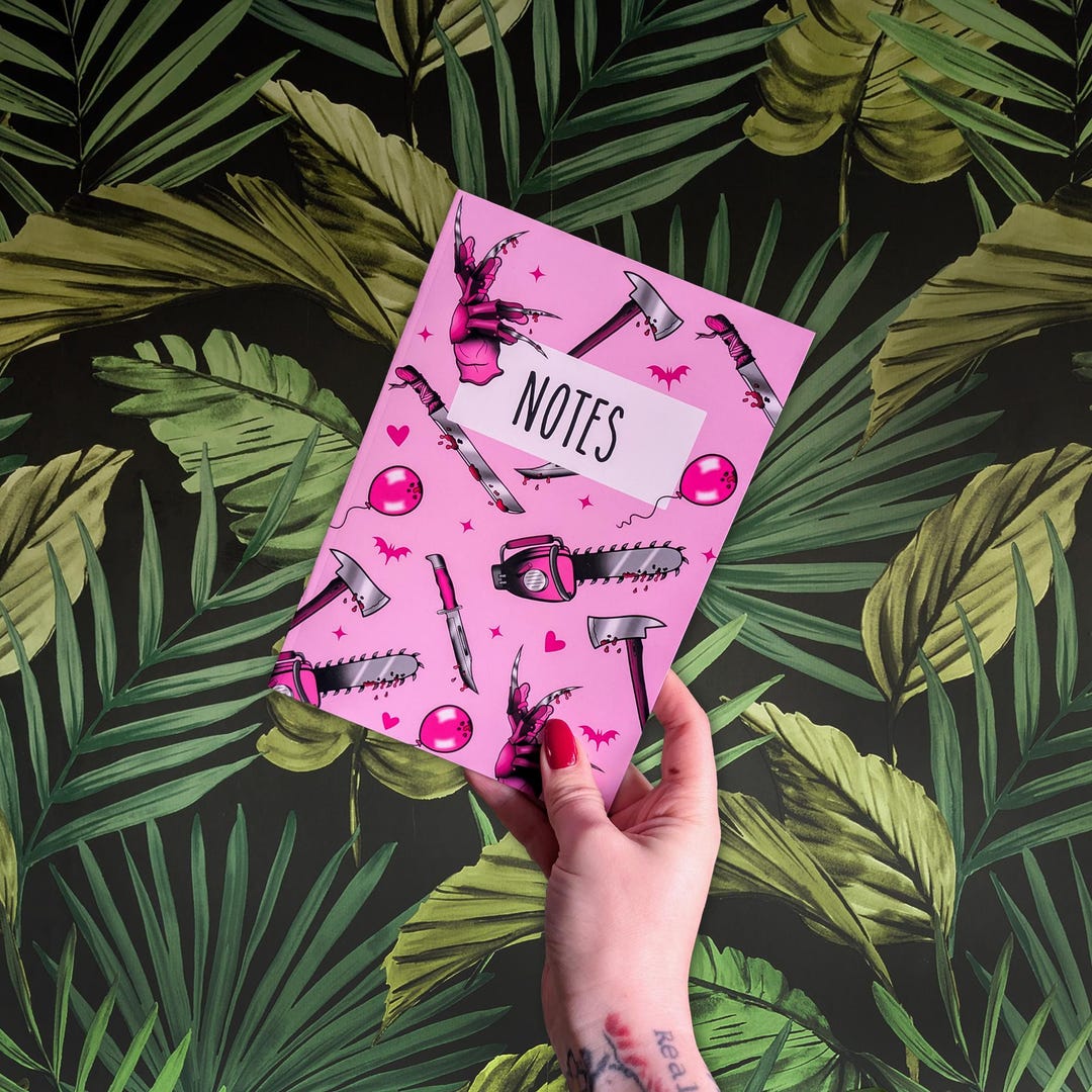 A5 Notebook Horror Notepad Notepad Pink Stationery Gift Tattoo Art ...