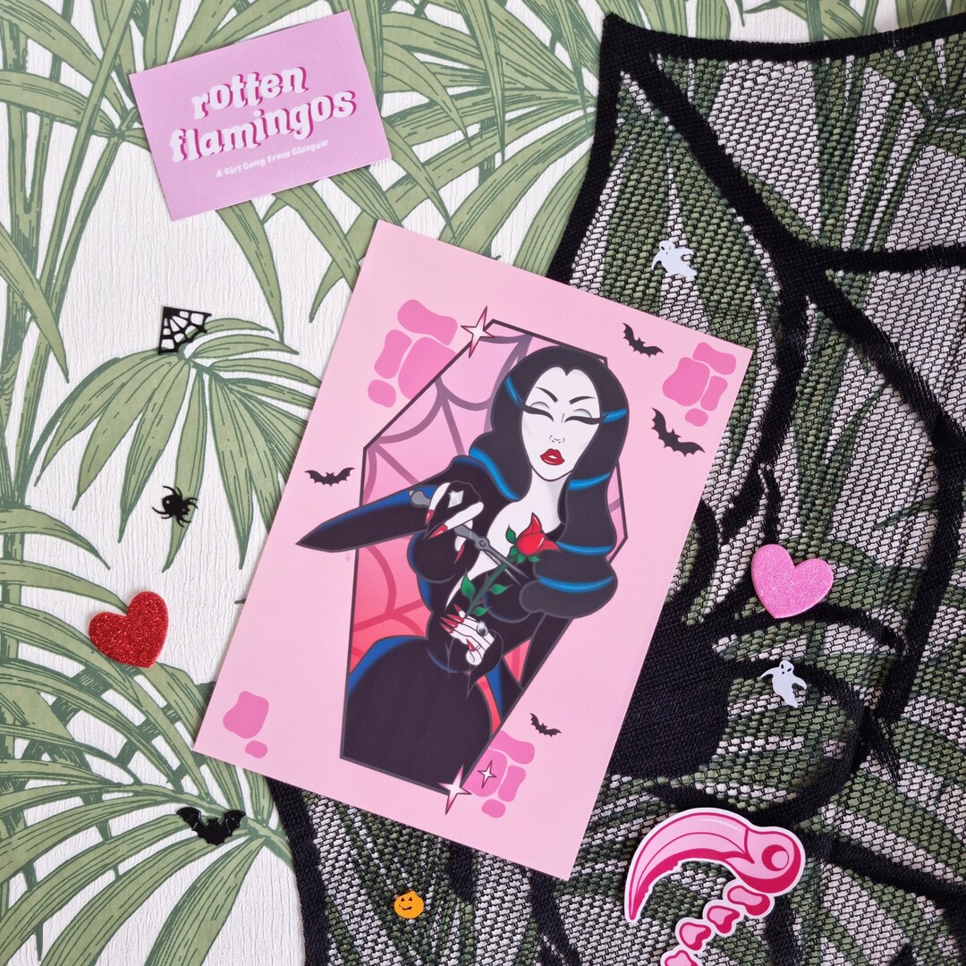 Mrs Addams Horror Print Pin up A5 Print Art Print Decor Home Decor ...