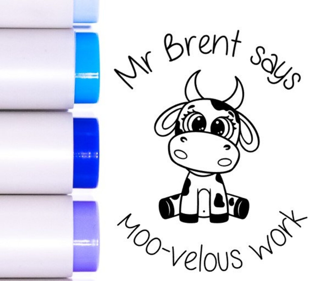 Customised Self-inking Teacher Merit Stamp. moo-velous Work. Cute Cow ...