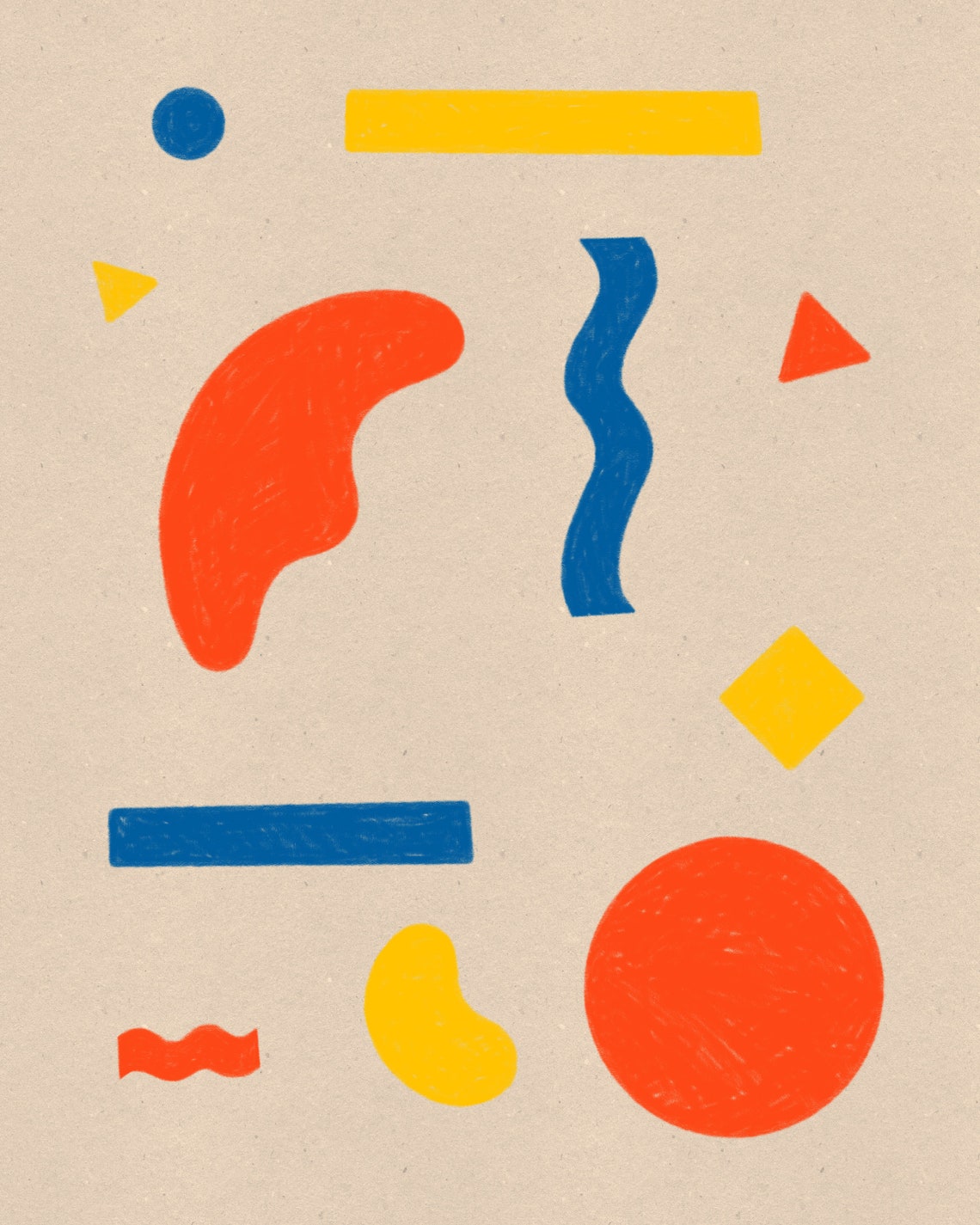 80s 90s Abstract Shapes Digital Art Print Instant Download 11x14 and ...