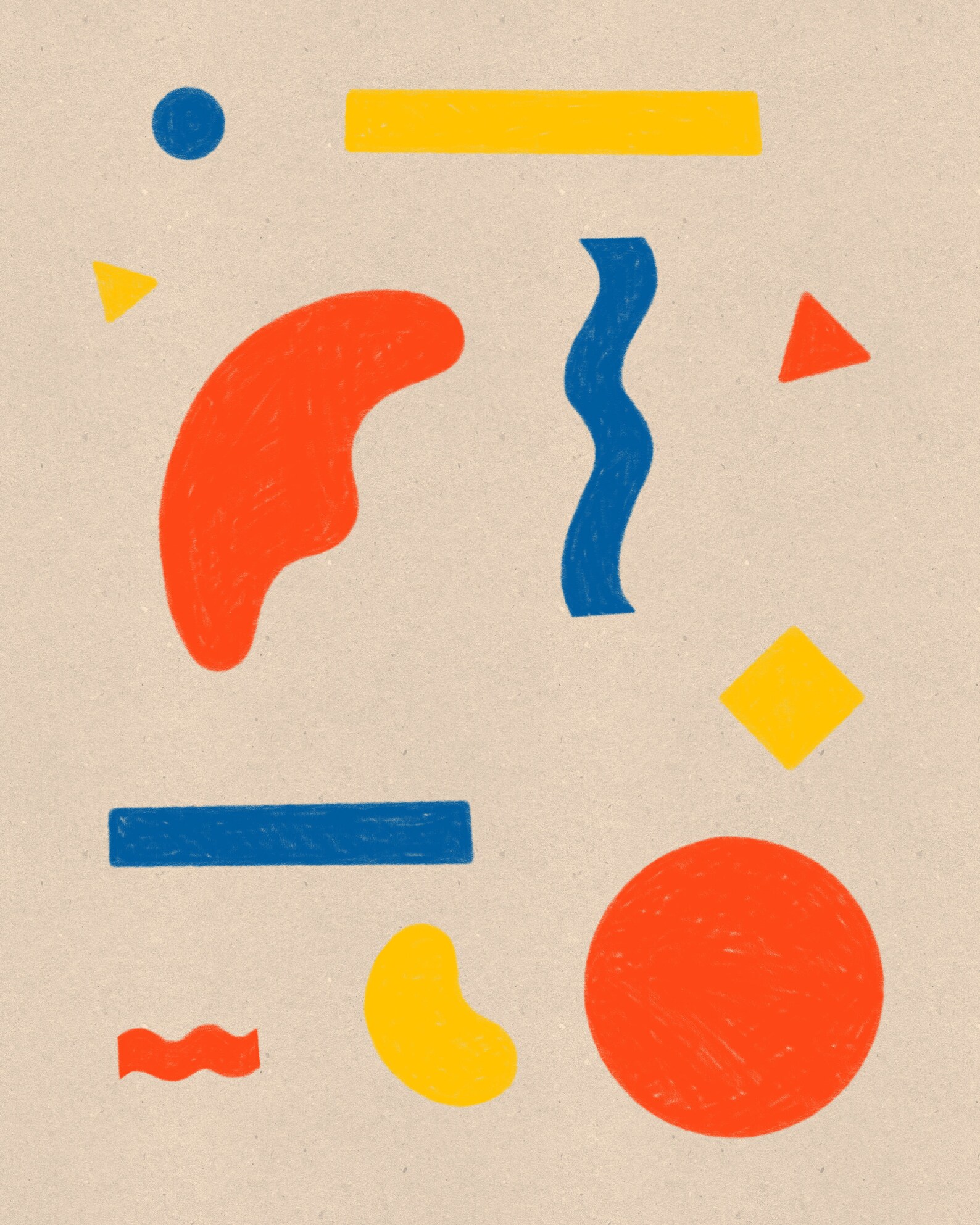 80s 90s Abstract Shapes Digital Art Print Instant Download 11x14 and ...