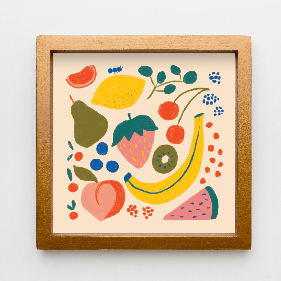 Fruit Doodles Digital Art Print Instant Download 8x8, 8x10 and 5x7 ...