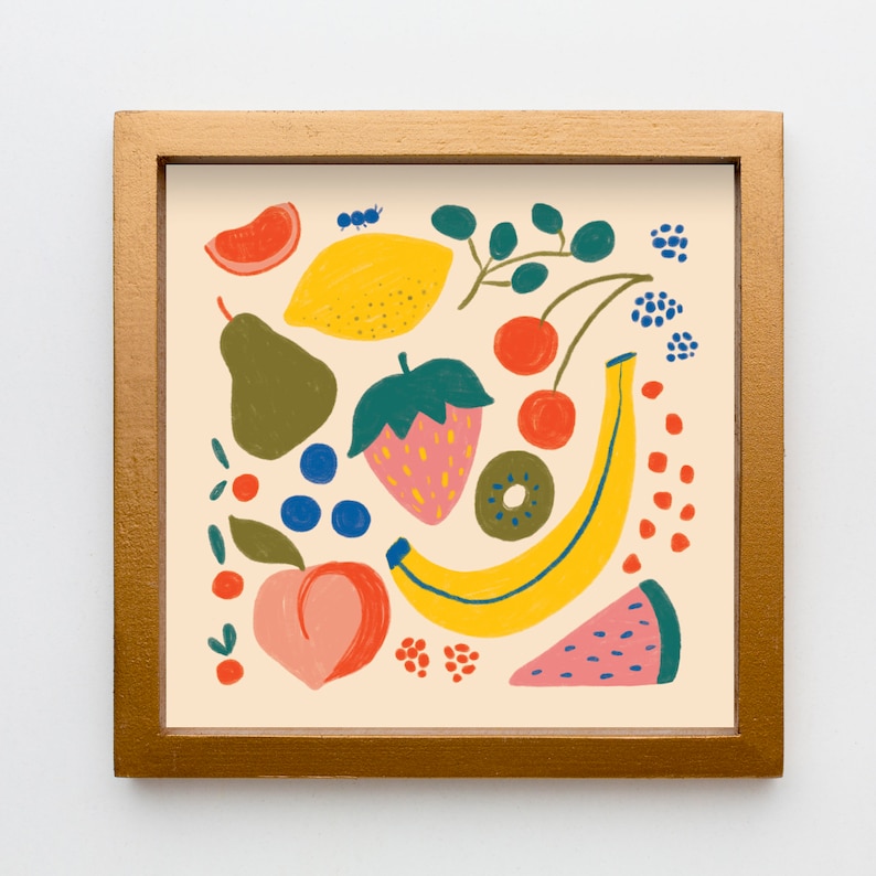 Fruit Doodles Digital Art Print Instant Download 8x8 8x10 and | Etsy