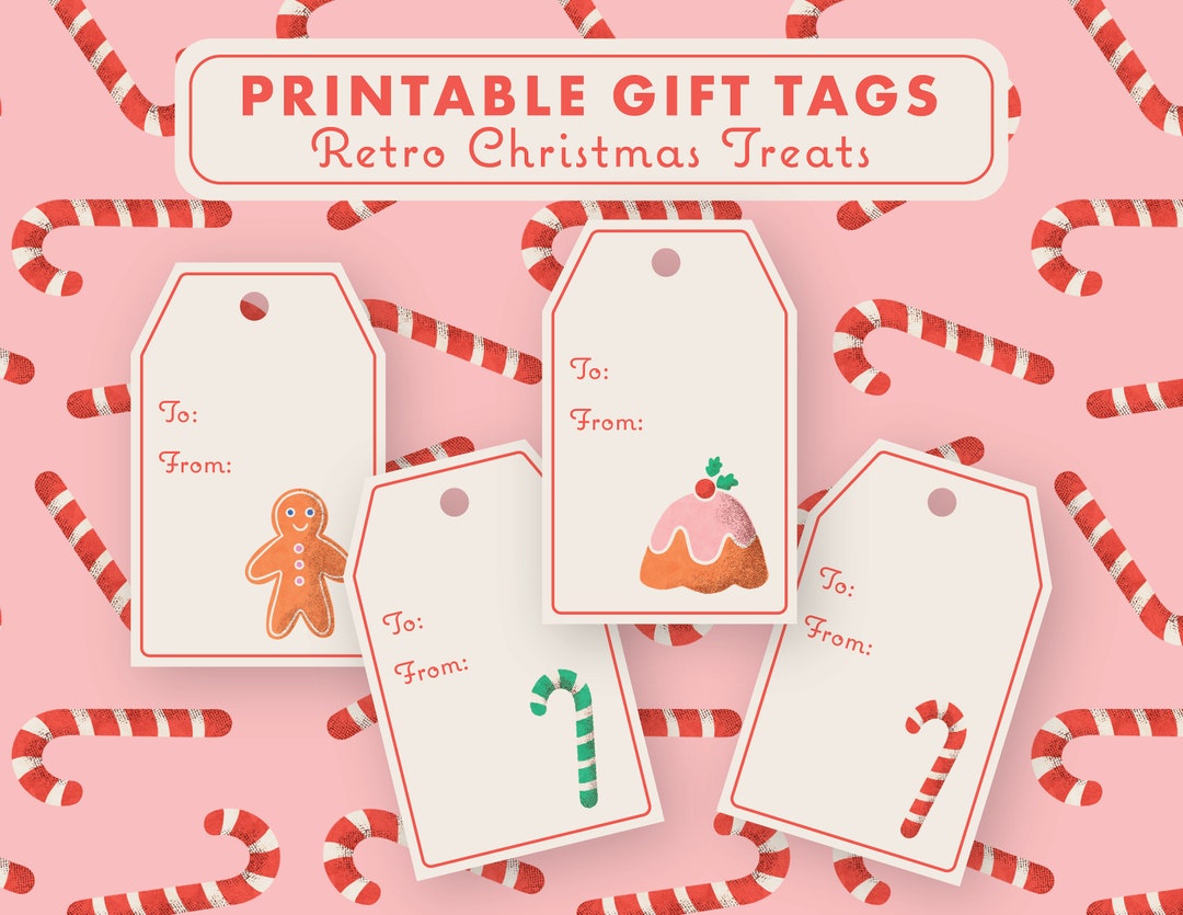 Printable Christmas Gift Tags: Retro Christmas Treats Digital Download ...