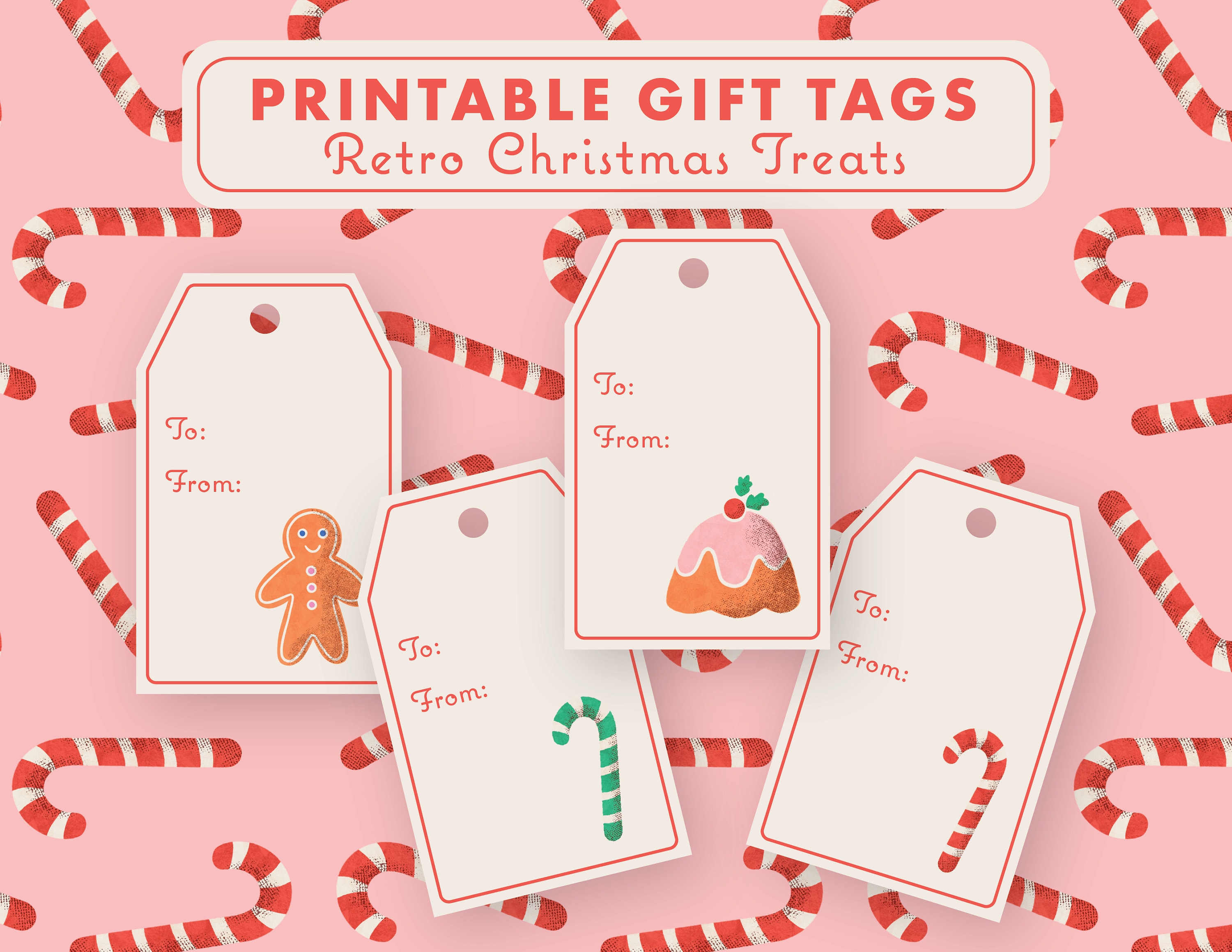 Printable Christmas Gift Tags: Retro Christmas Treats Digital Download ...