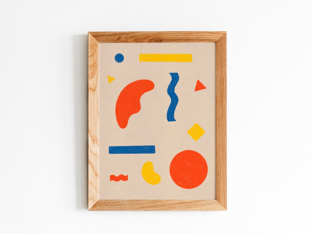 80s 90s Abstract Shapes Digital Art Print Instant Download 11x14 and ...