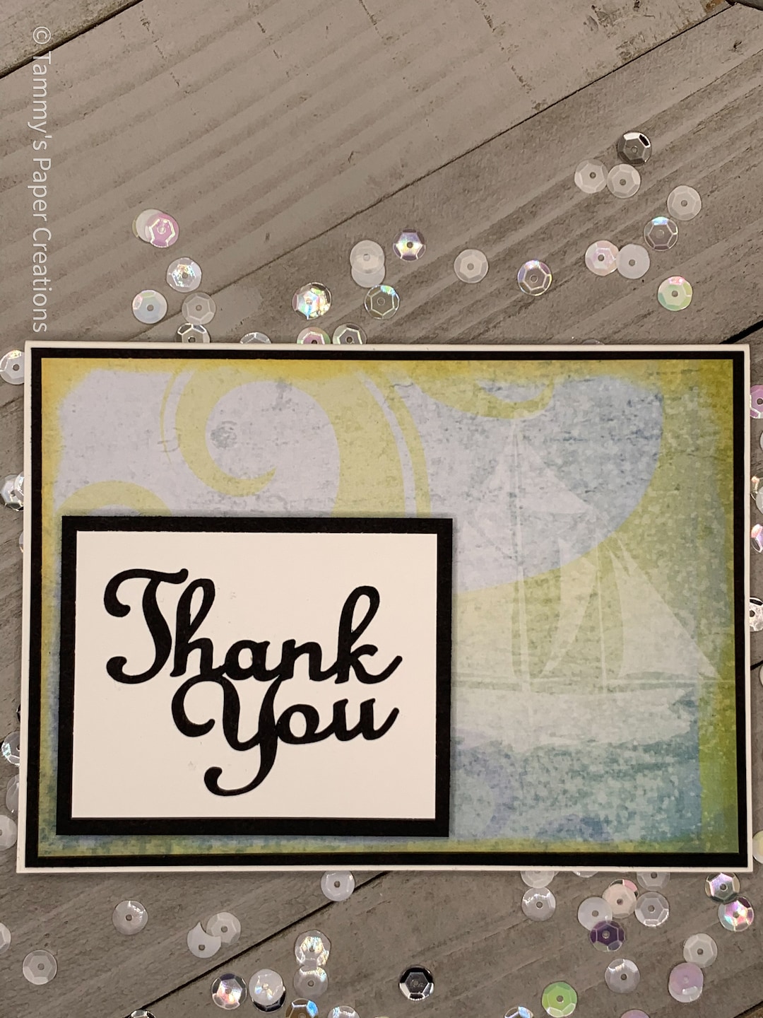 Handmade Nautical Themed Thank You Card (blank Inside) With Sailboat in ...