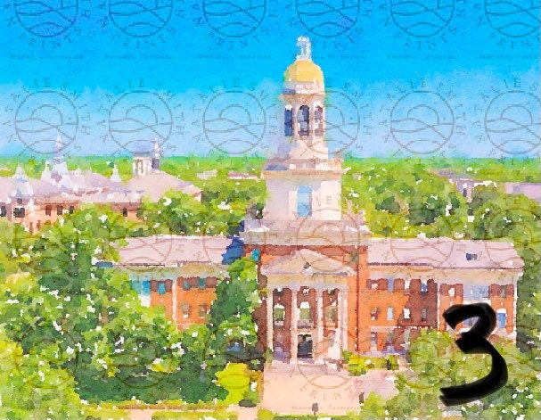 OPCIONES Baylor University Watercolor Wall Art Print Waco - Etsy España