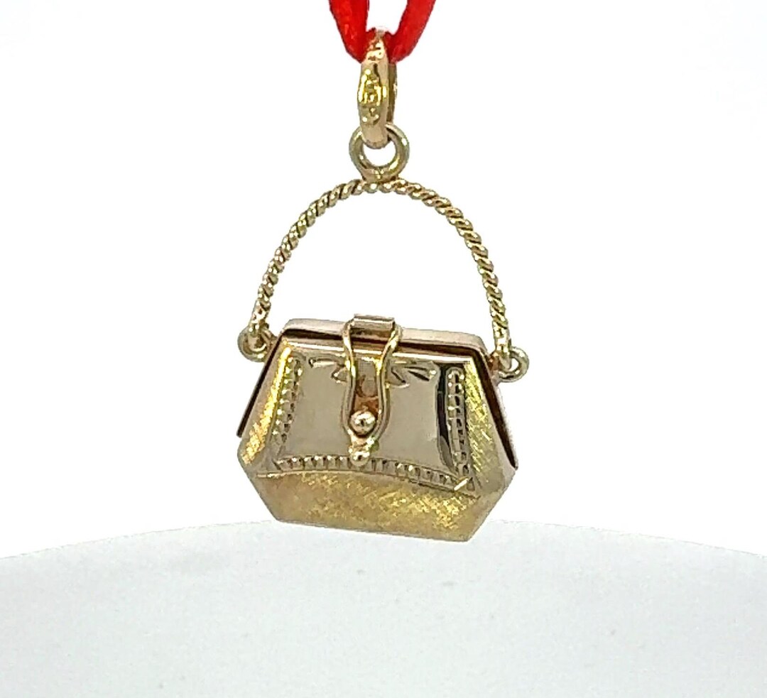 Vintage 14K Yellow Gold Fashion Handbag Locket Charm Pendant - Etsy