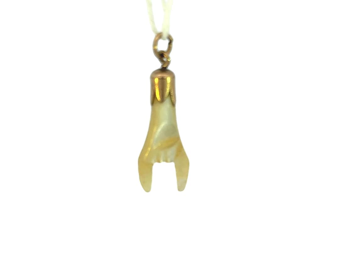 Vintage Gold and Bone Italian Good Luck Charm Pendant - Etsy