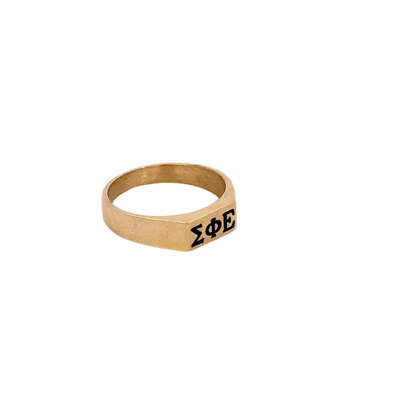 Solid Gold Sigma Phi Epsilon Stacking Band Ring - Gem