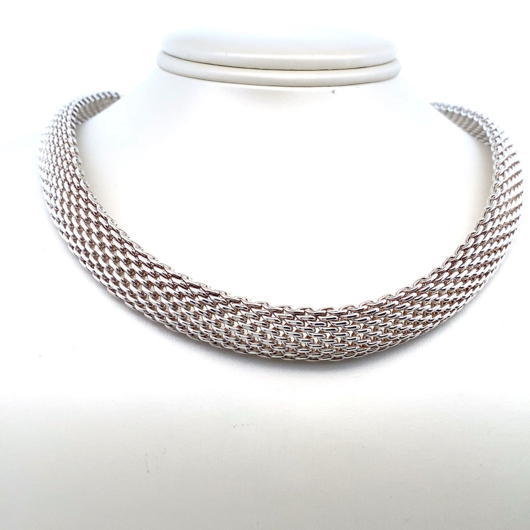 Vintage Pre-owned Tiffany and Co Sterling Silver Mesh Necklace - Etsy