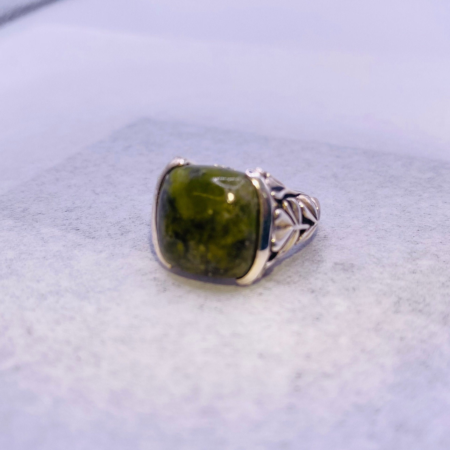 Irish Jade Sterling Silver Ring - Etsy UK