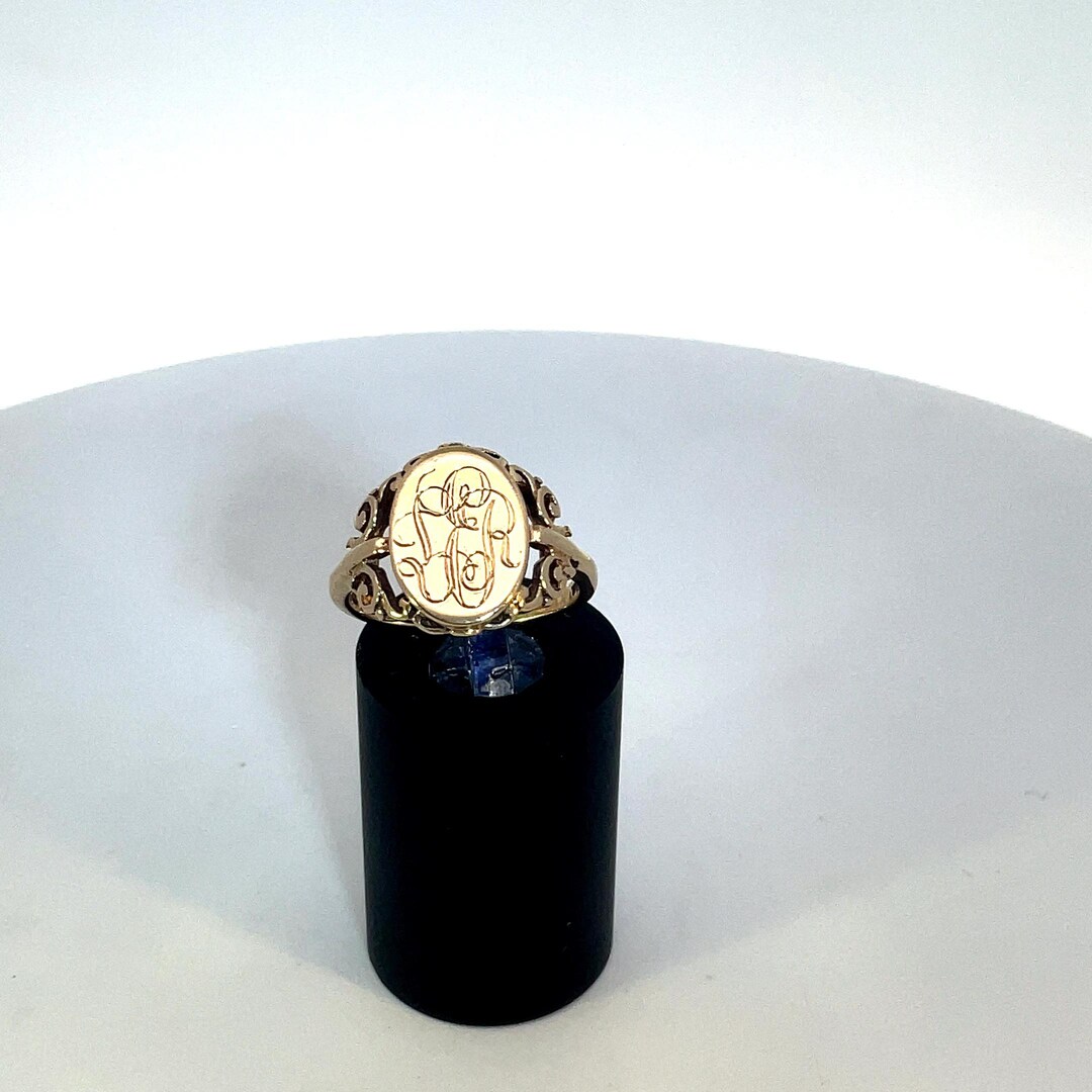 Vintage Gold Monogram ler Ring - Etsy