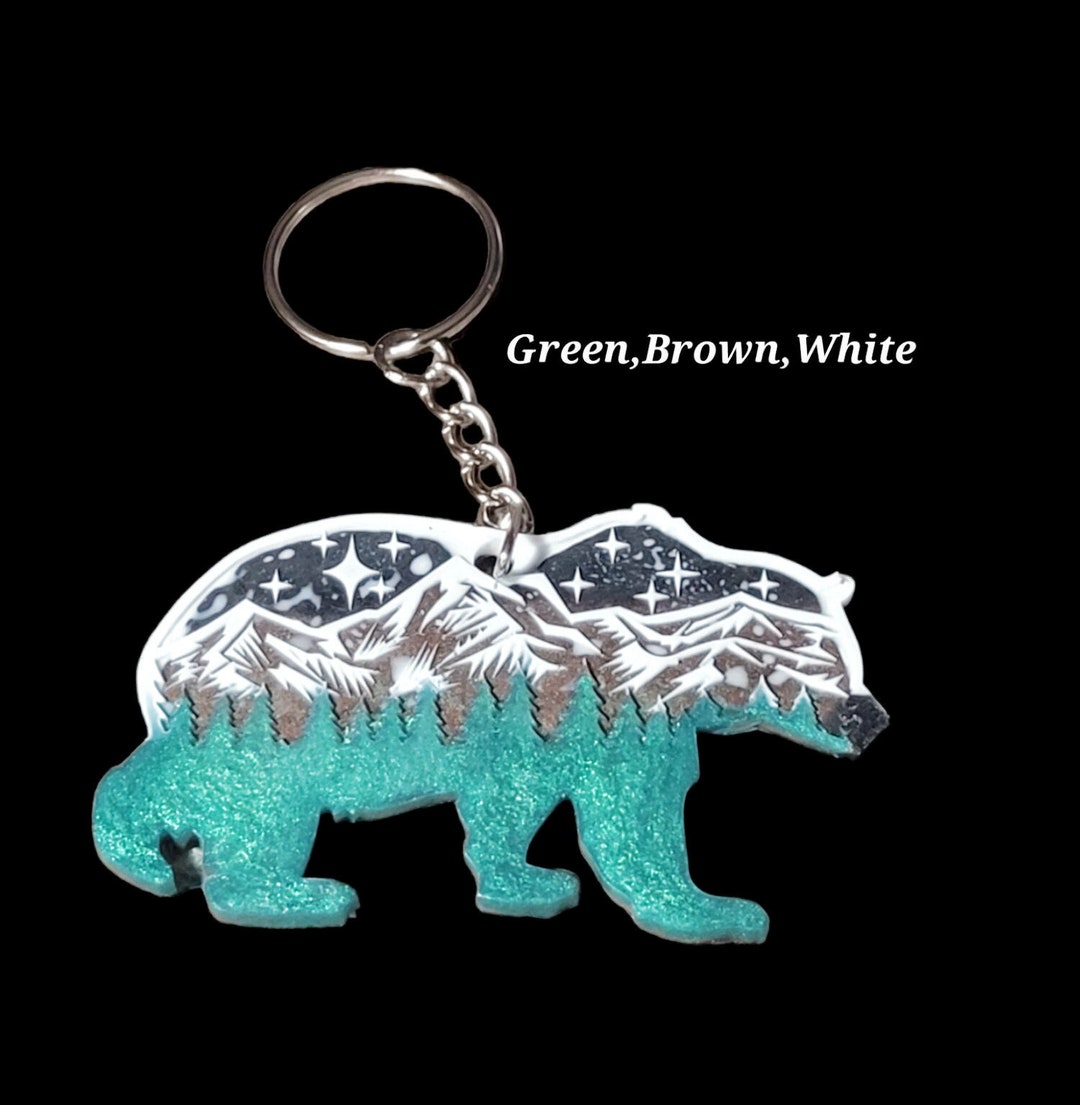 Bear Keychain/mama Bear/papa Bear/mountain Bear/resin Keychains/bear in ...