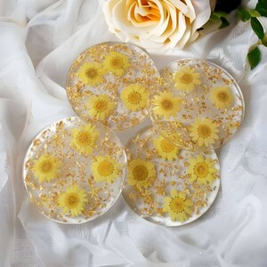 Daisy Flower Round Coasters With Holder/wine Glass - Etsy