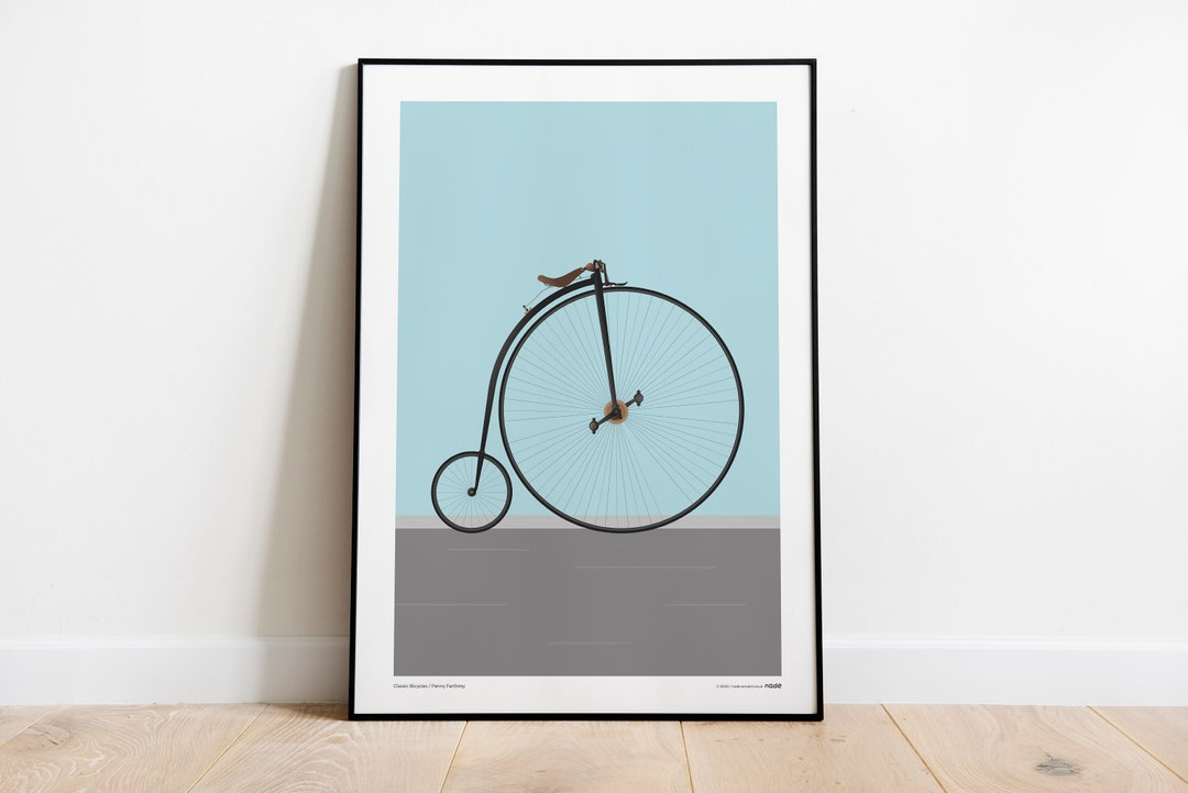 Penny Farthing Bicycle - Illustration Graphic Print Poster - High ...