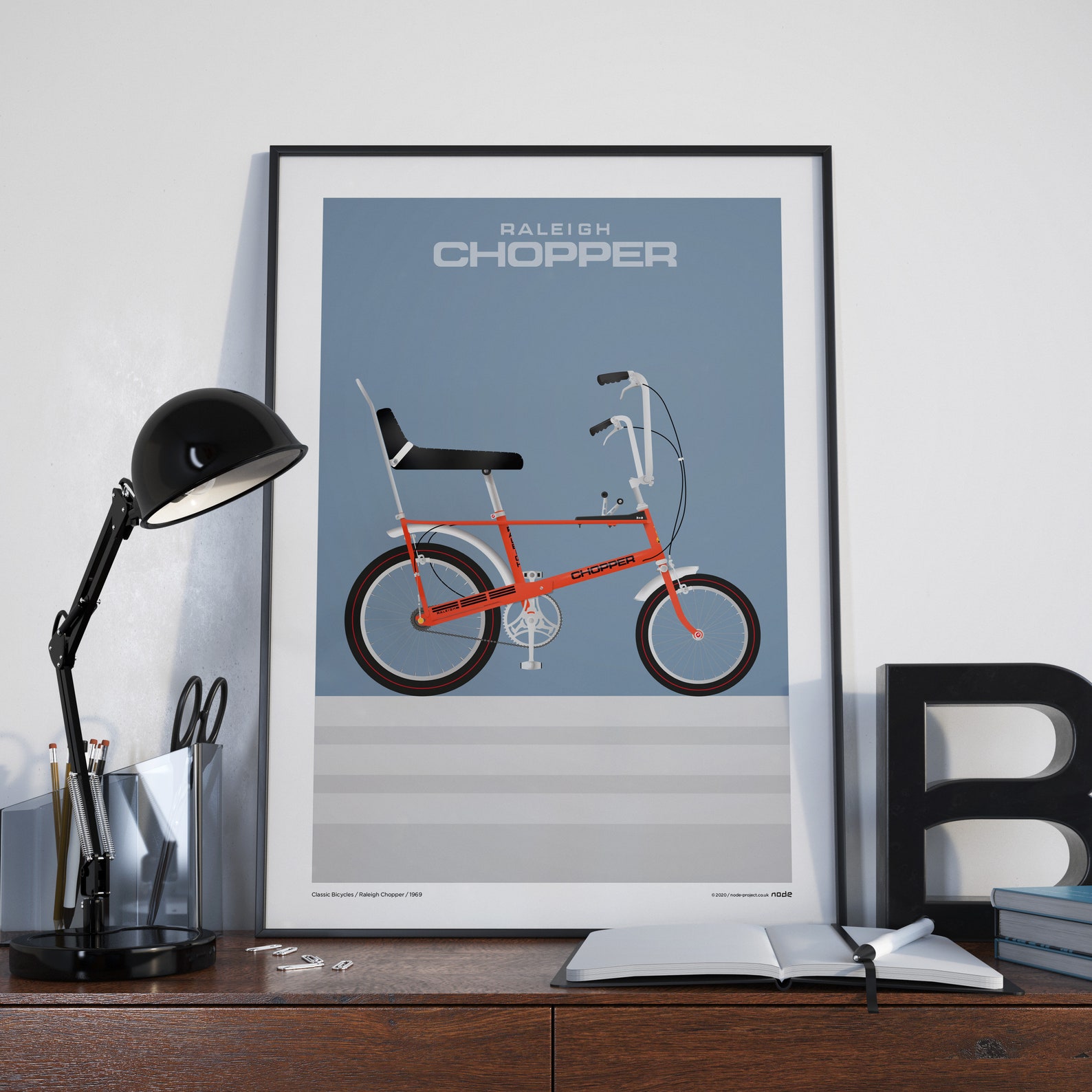Raleigh Chopper Bike - 1969 Original - Illustration Flat Graphic Print ...