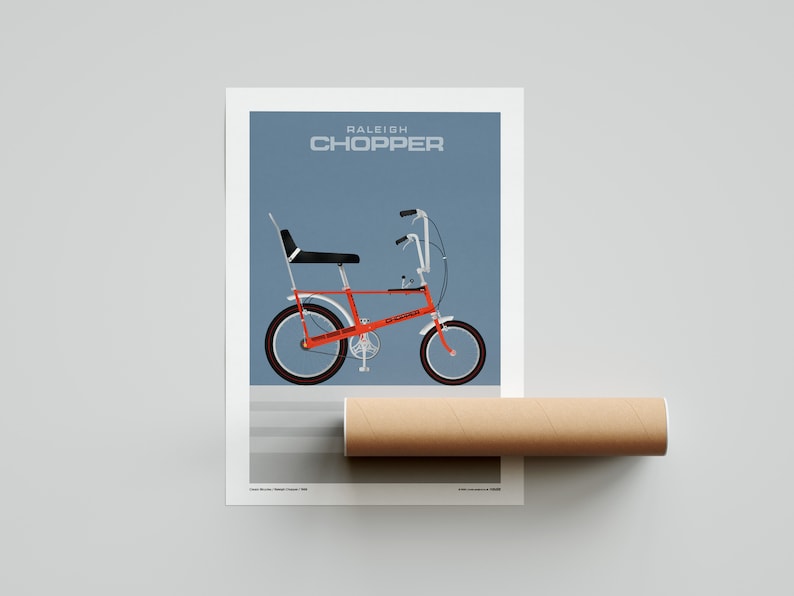 Raleigh Chopper Bike - 1969 Original - Illustration Flat Graphic Print ...