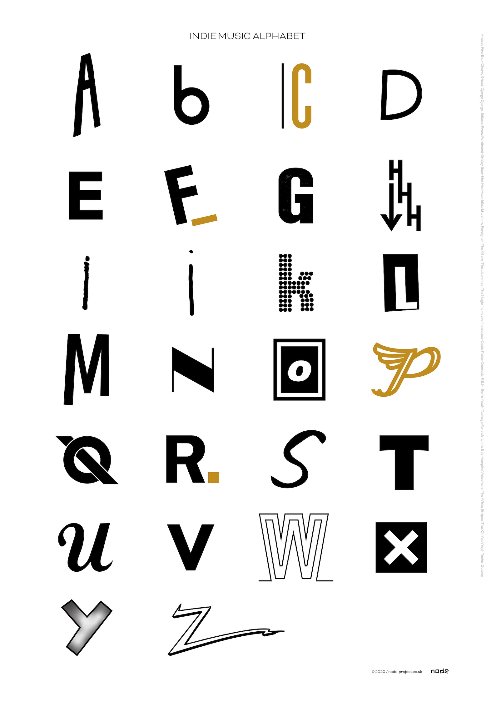 Indie Band Music Logo A-Z Alphabet - Illustration Flat Graphic Print ...