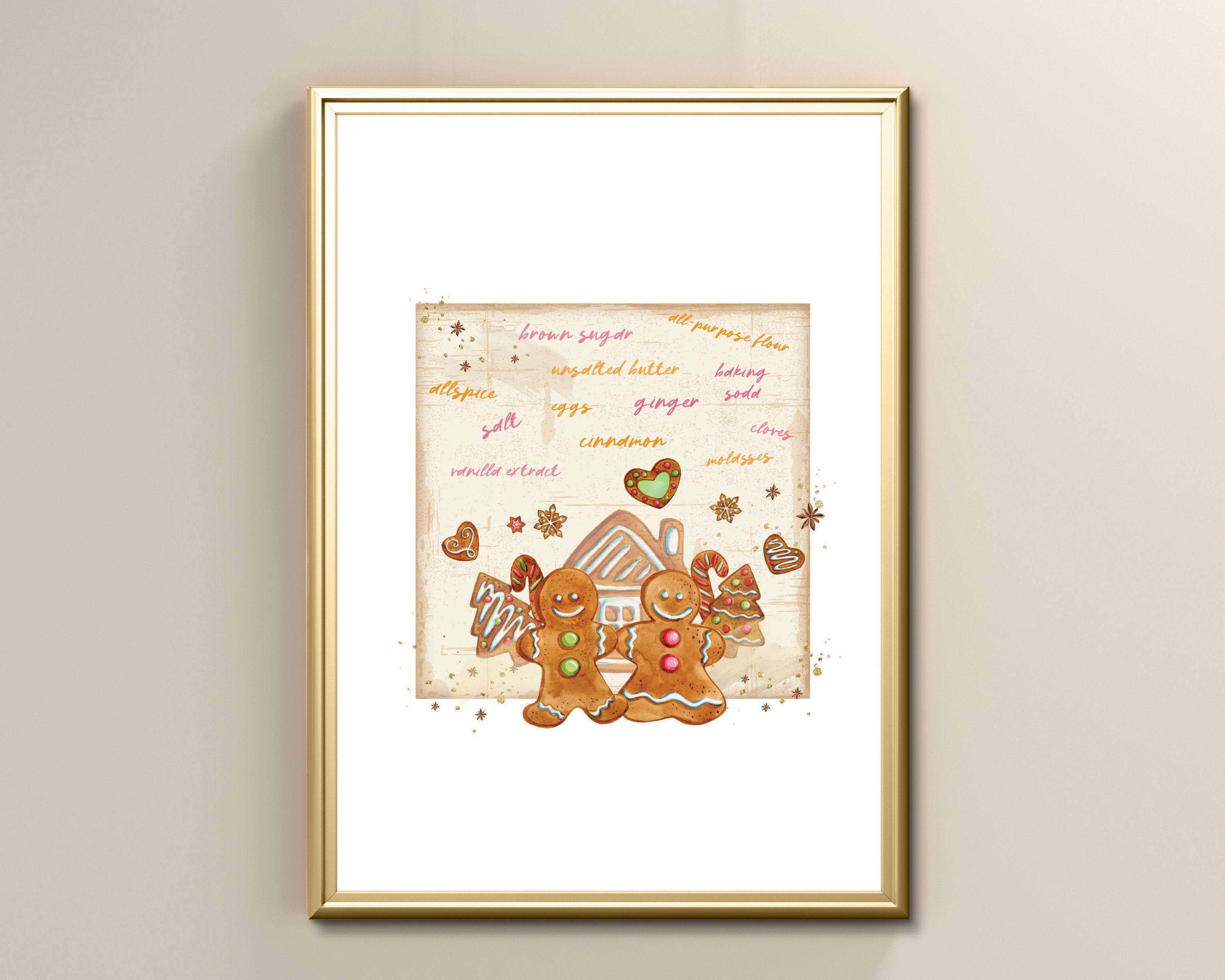 Christmas Gingerbread Man Wall Art Printable, Living Room Decor Poster ...