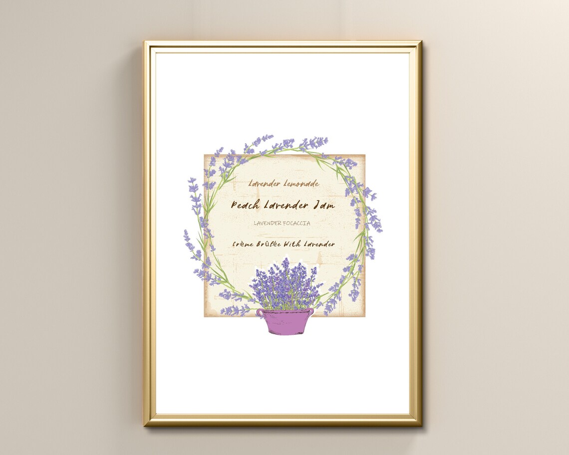 Lavender Purple Printable Wall Art Print, Food Art Prints, Home Kitchen ...