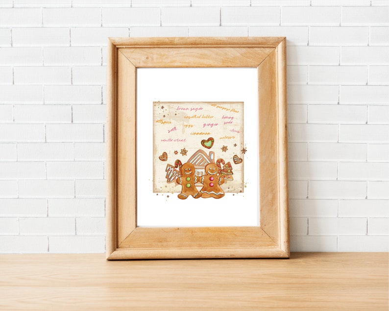 Christmas Gingerbread Man Wall Art Printable, Living Room Decor Poster ...