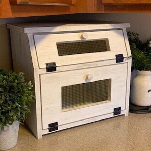 Rustic Countertop Corner Bread Box | Etsy