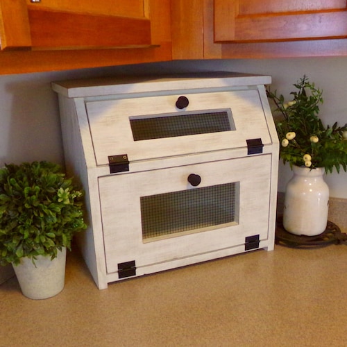 Corner Farmhouse Breadbox Hells Kitchen Cupboard Bread Box in - Etsy