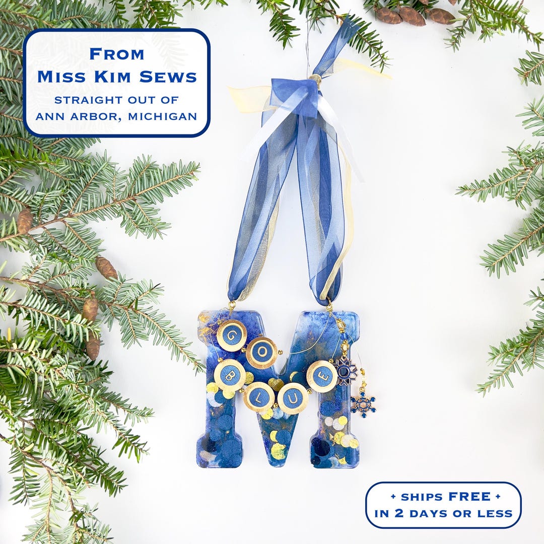 Michigan Wolverines Christmas Ornament | Maize & Blue Block M - Etsy