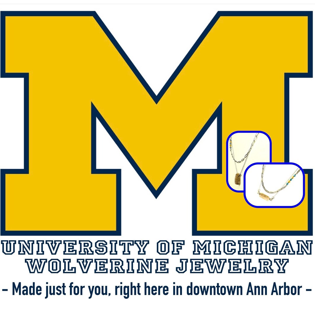 University of Michigan Necklace; U of M Paperclip Necklace; UM Two ...