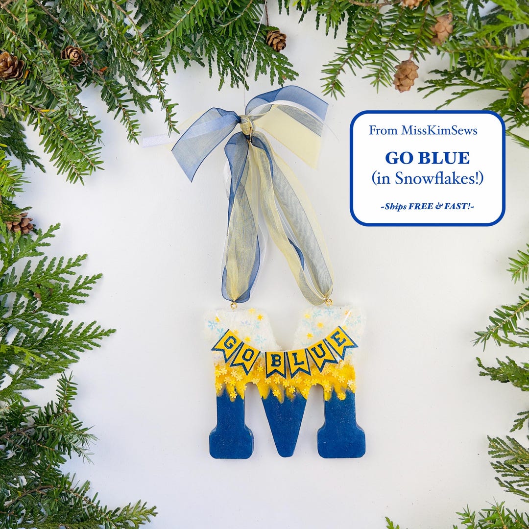 Michigan Block M Ornament | Maize & Blue, Snowflakes - Etsy