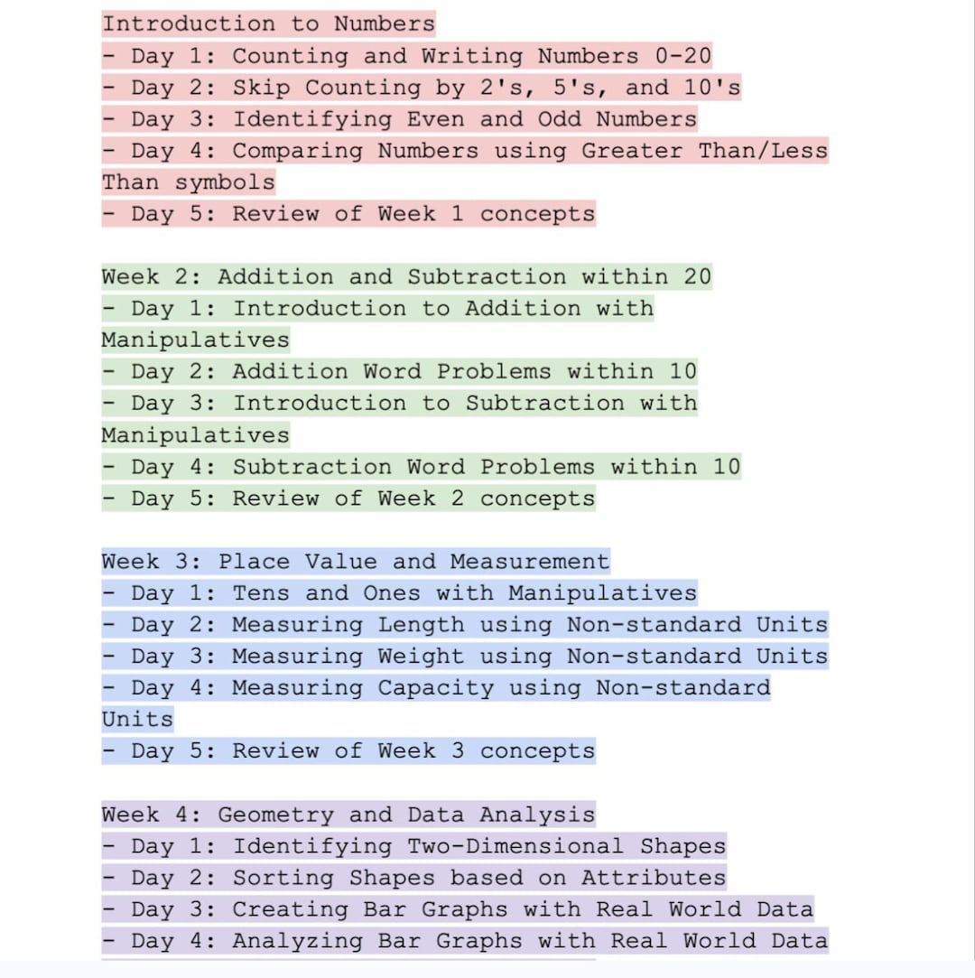4-6 Week Lesson Plans for Second Grade Math - Etsy