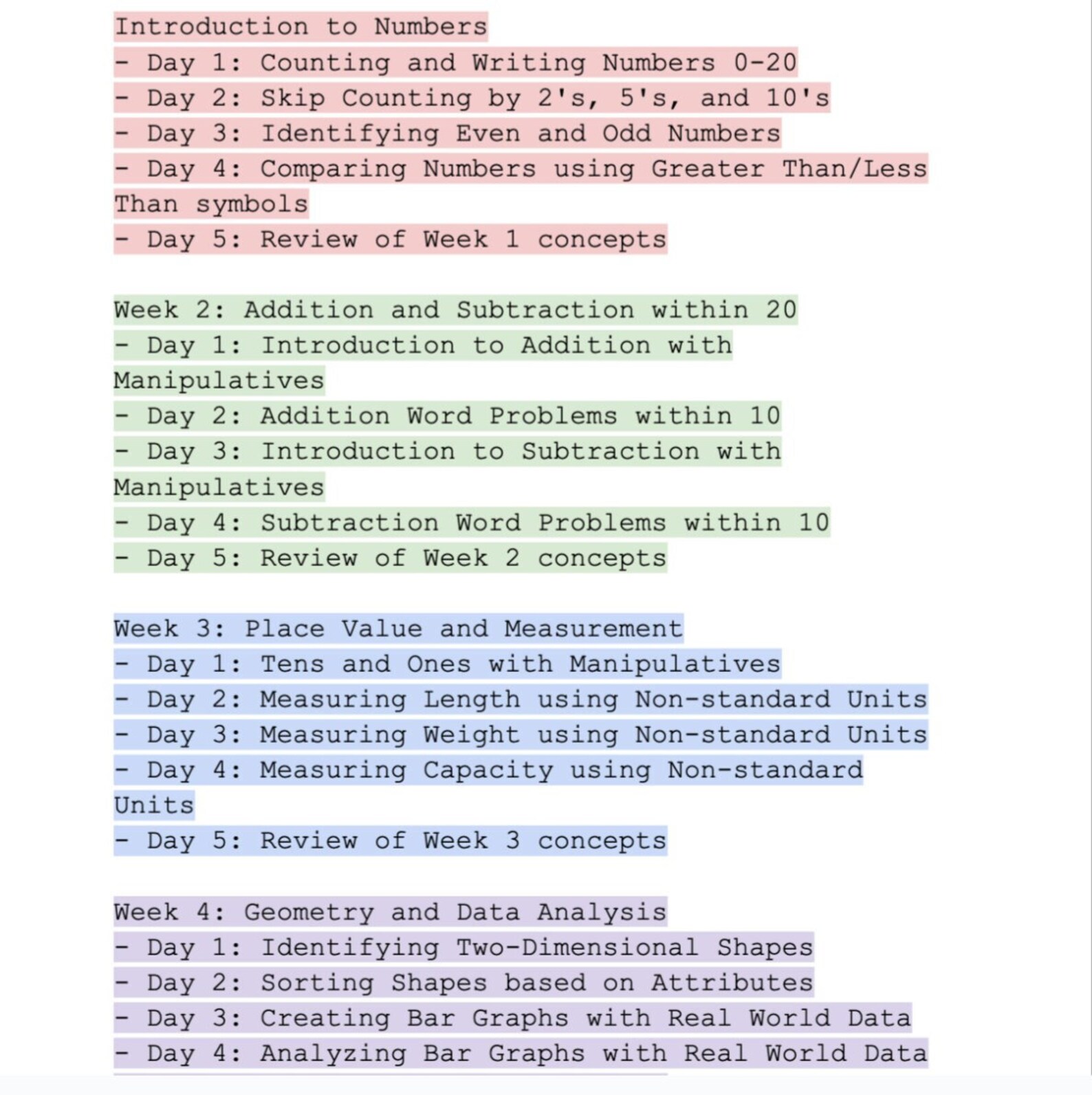4-6 Week Lesson Plans for Second Grade Math - Etsy