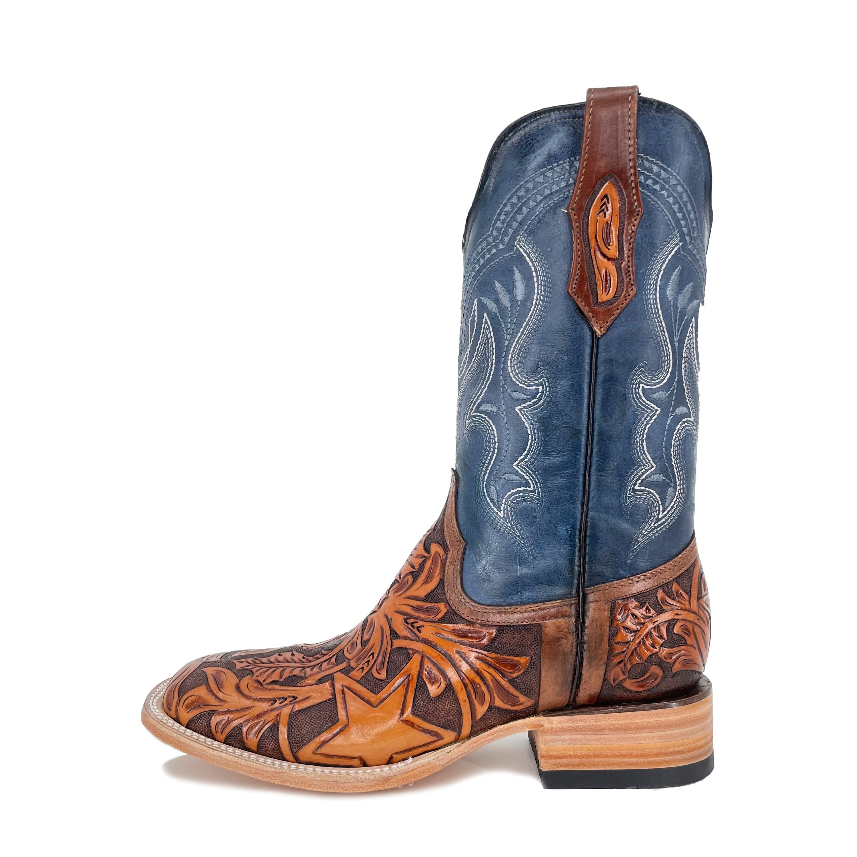 Men Bulldog Hand Tooled Boot Lone Star W/texas Flag - Etsy