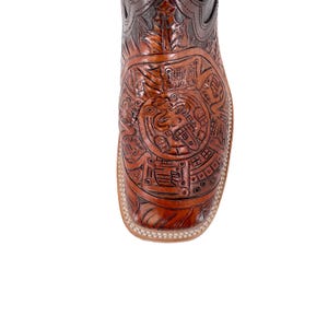 Men's Bulldog Hand Tooled Boots - Aztec Calendar Bitone - Etsy