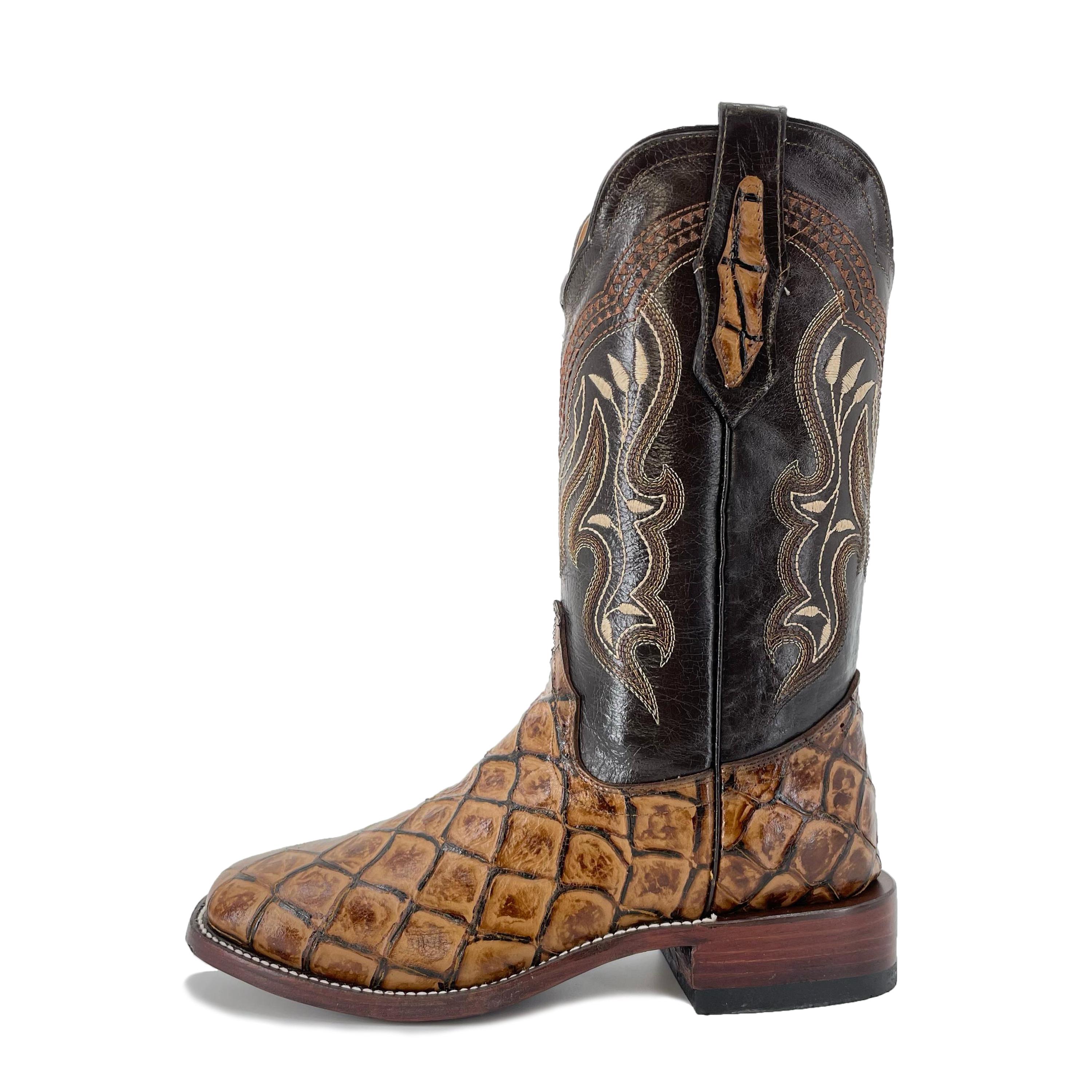 Men's Bulldog Exotic Leather Print Boots Pirarucu Rustic - Etsy