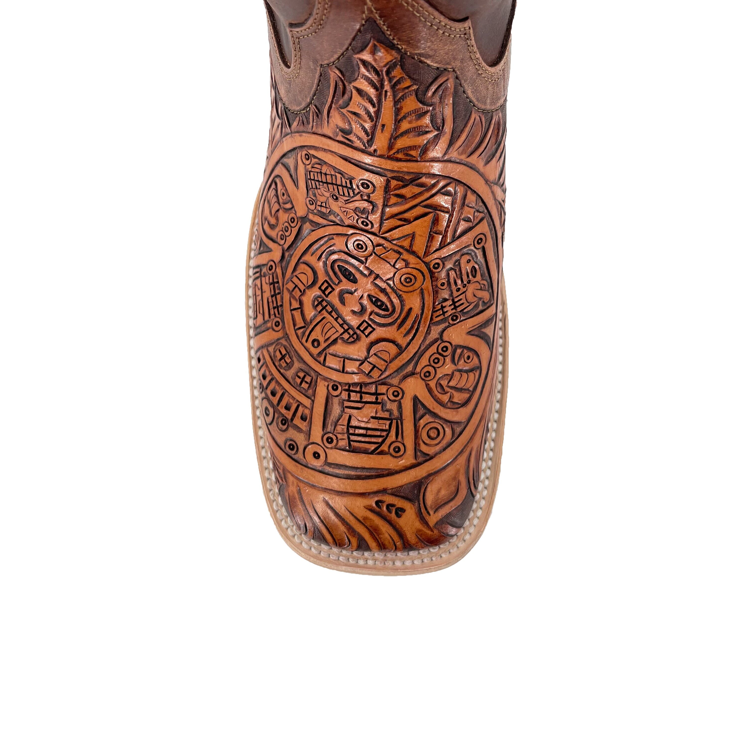 Men's Bulldog Hand Tooled Boots Aztec Calendar Bitone - Etsy