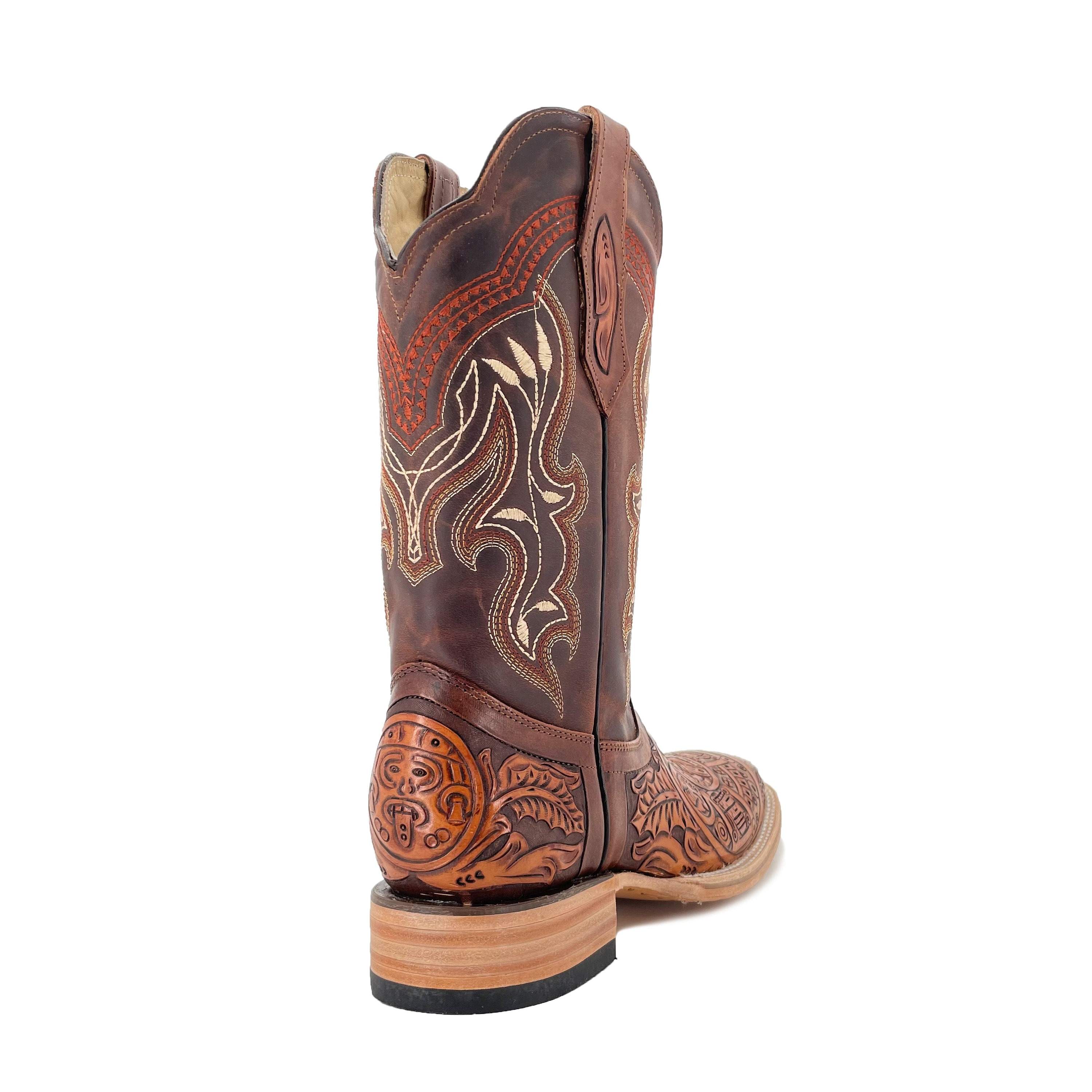 Men's Bulldog Hand Tooled Boots Aztec Calendar Bitone - Etsy