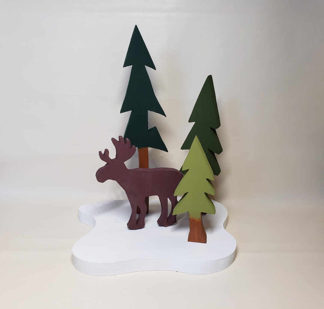 Woodland Moose and Trees - Etsy