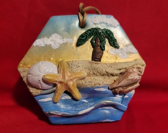 Ceramic Beach Ornament With Porcelain Shell Ocean Ornament Beach ...