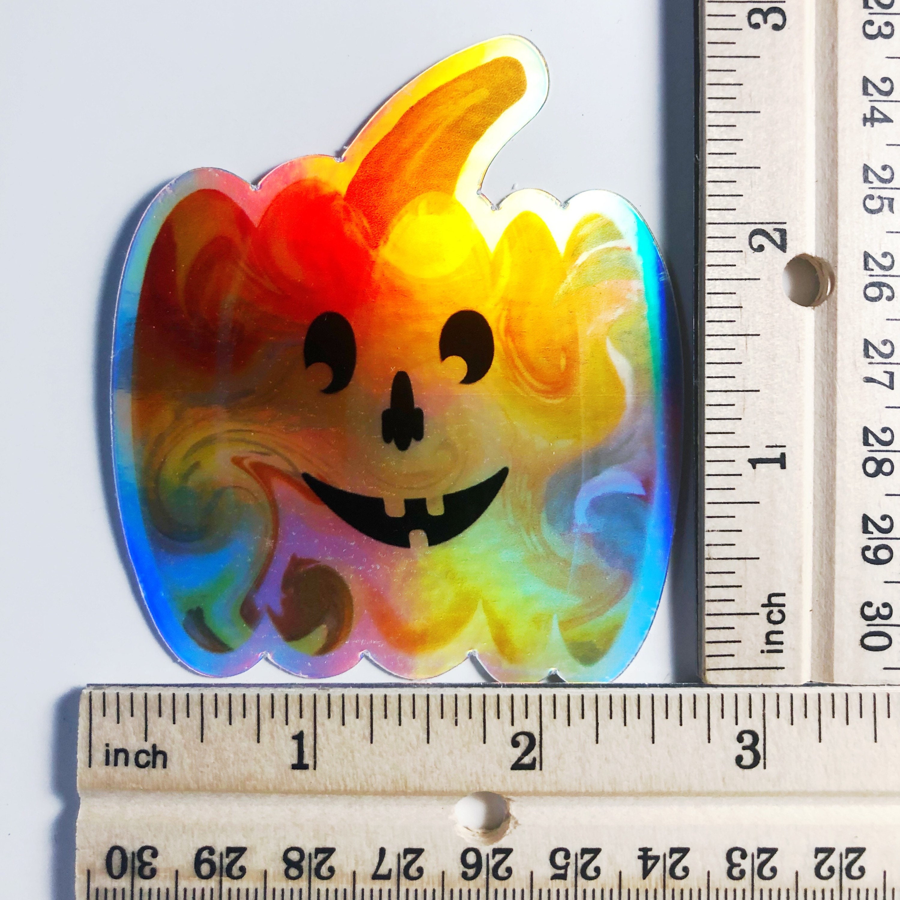 Holographic Jack-olantern Pumpkin Sticker - Etsy