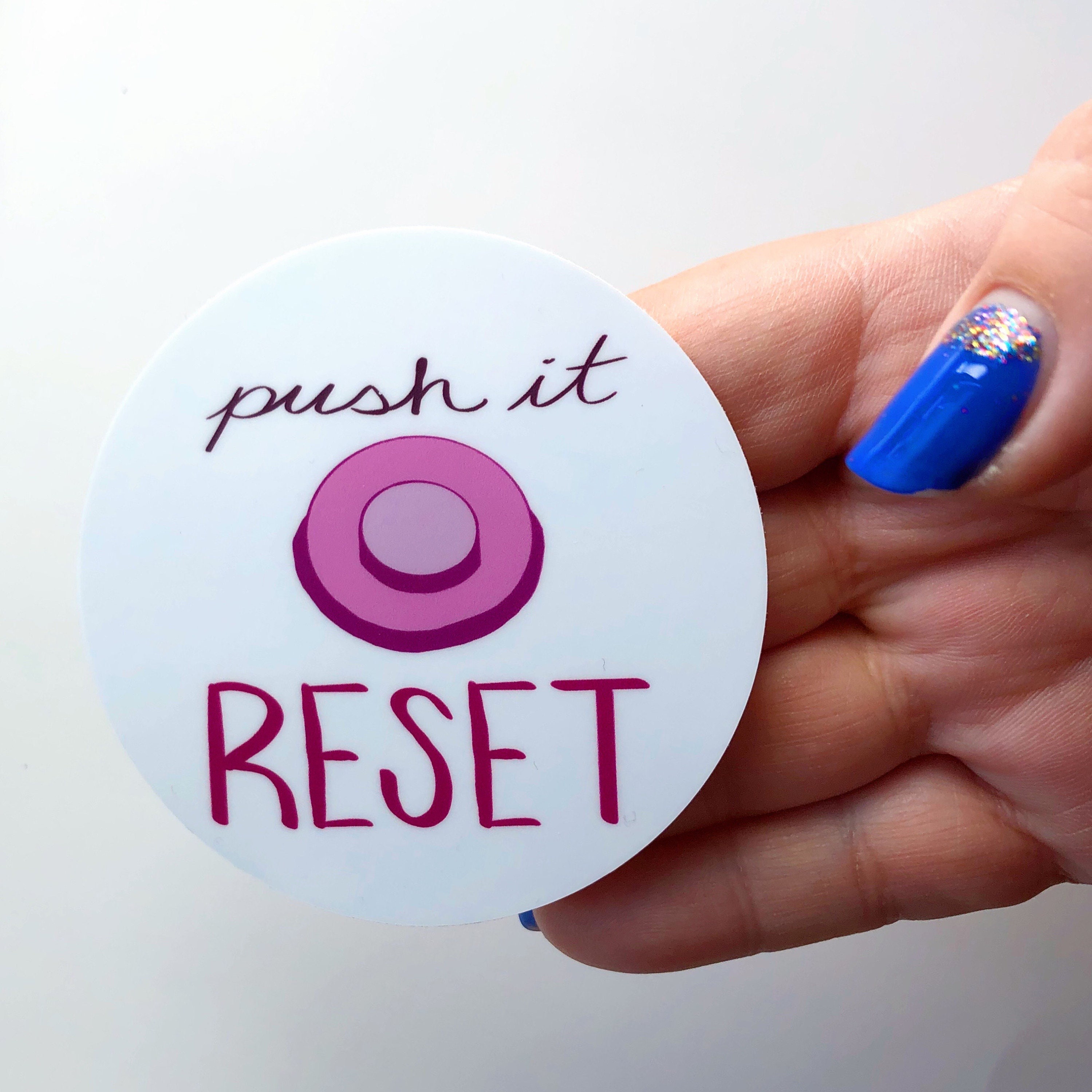 Reset Button, Push It Round Sticker - Etsy