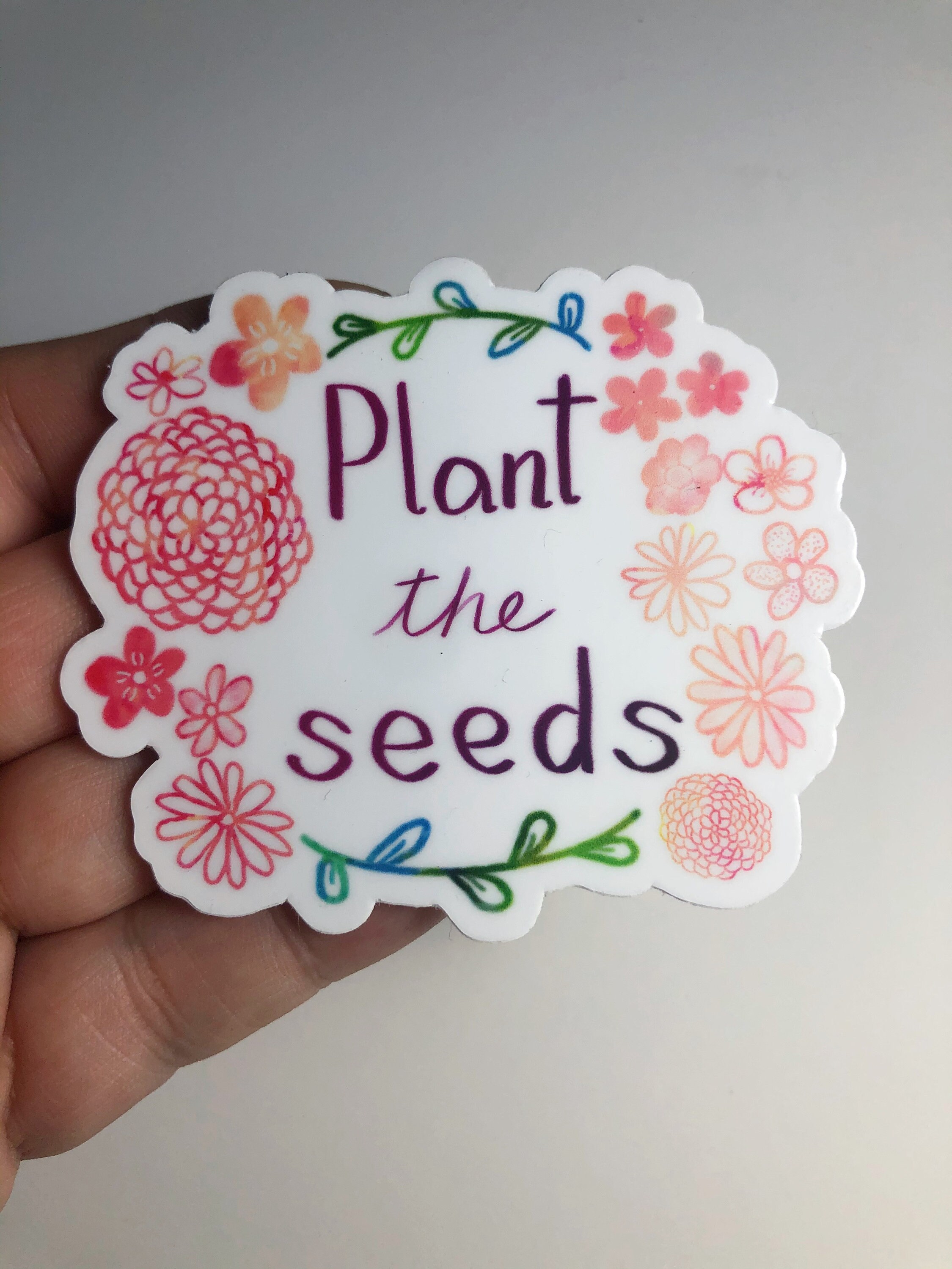 Tri-color Plant the Seeds Matte Sticker - Etsy