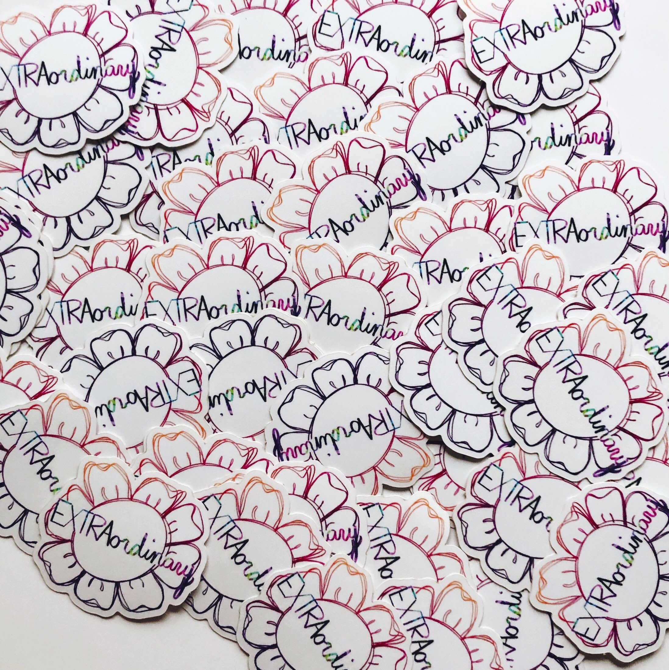 Multicolored Extraordinary Sticker, Sketched Flower - Etsy