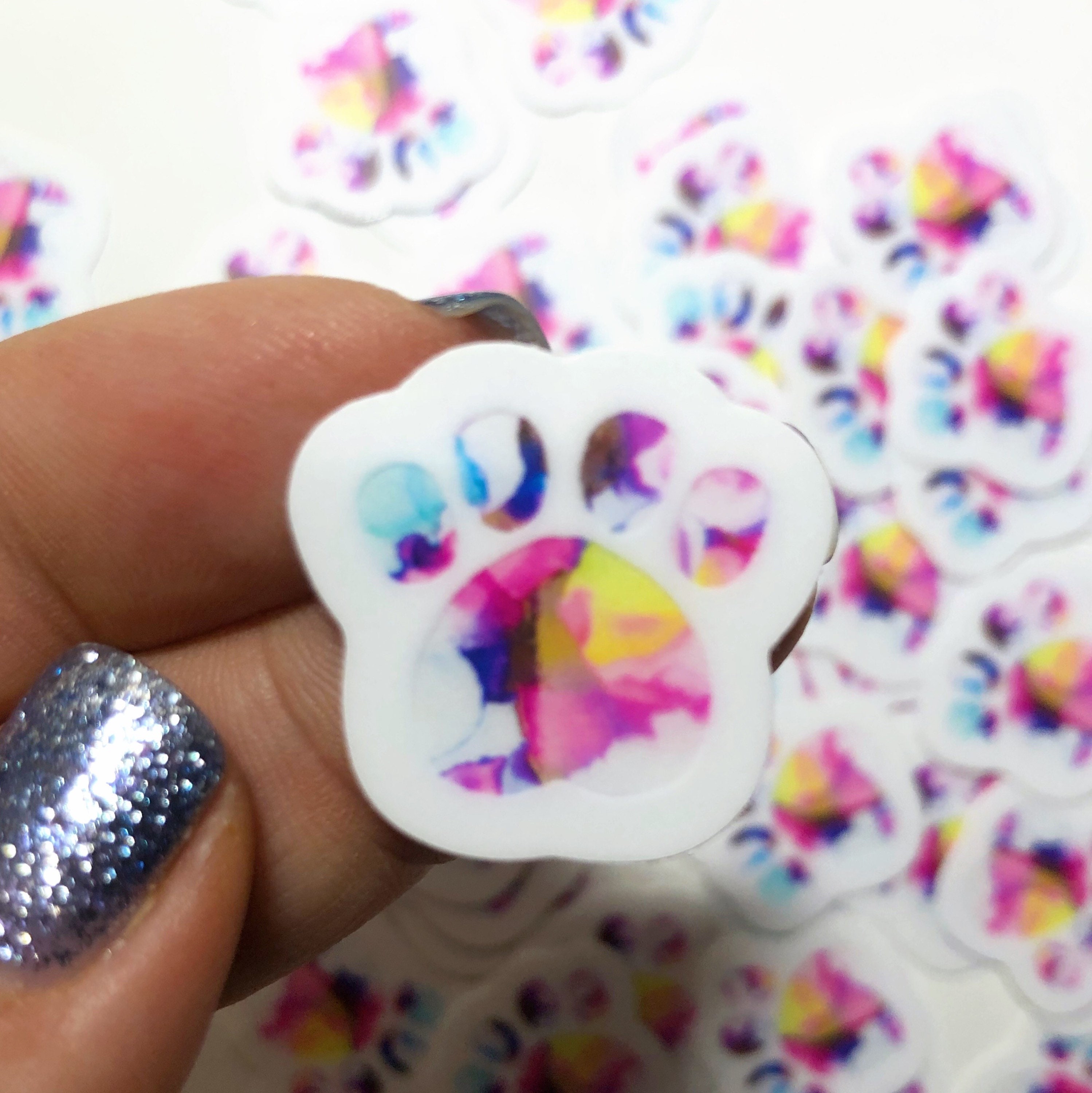 Mini Colorful Frosted Paw Print Sticker - Etsy