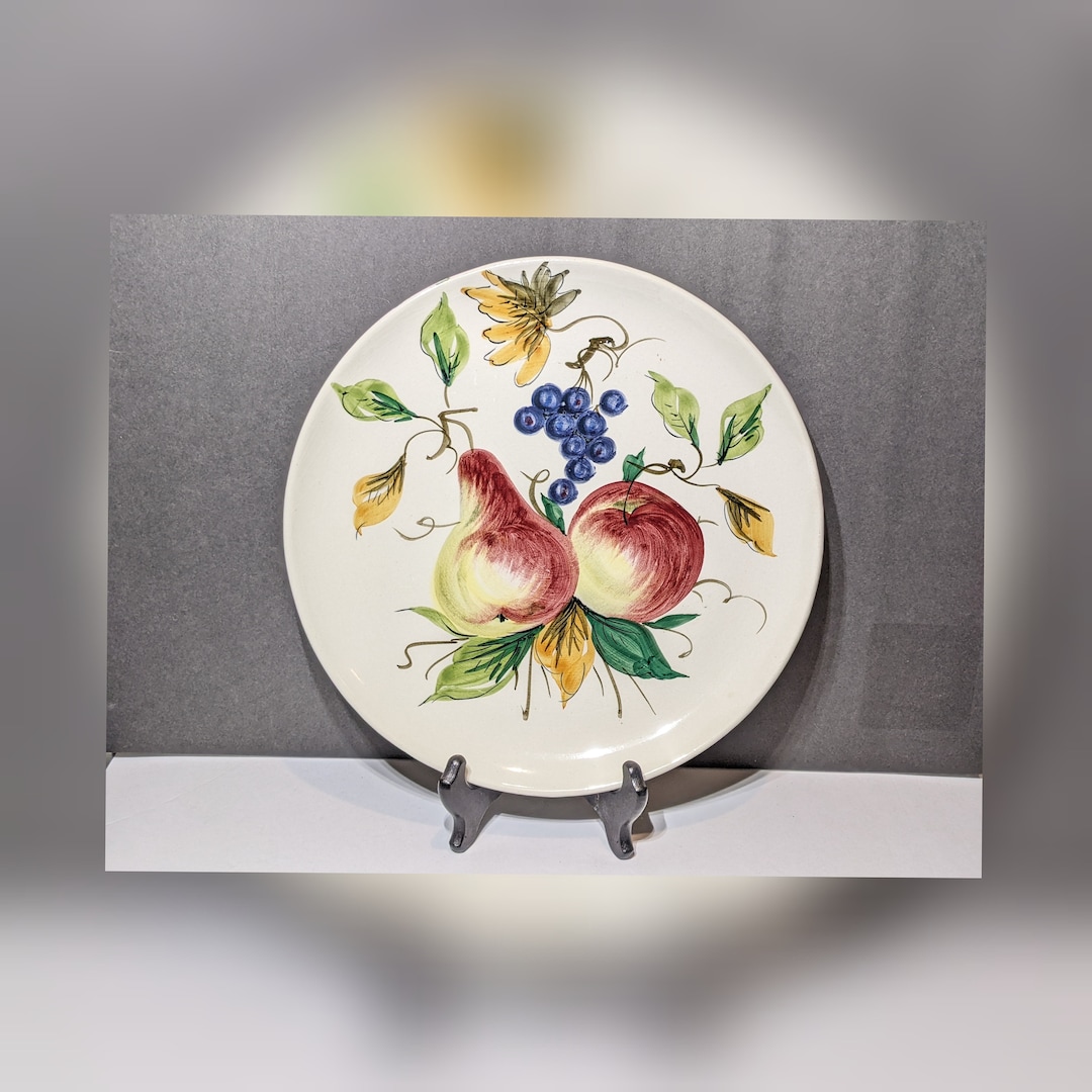 Hand Painted Italian Plate With Fruit & Flowers 10.5'' - Etsy