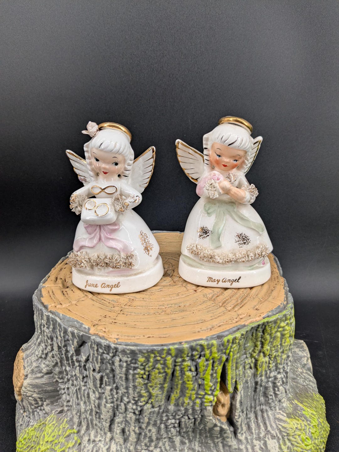 Set of 2 Vintage Napco Japan Porcelain Angels Birth Months June and May ...