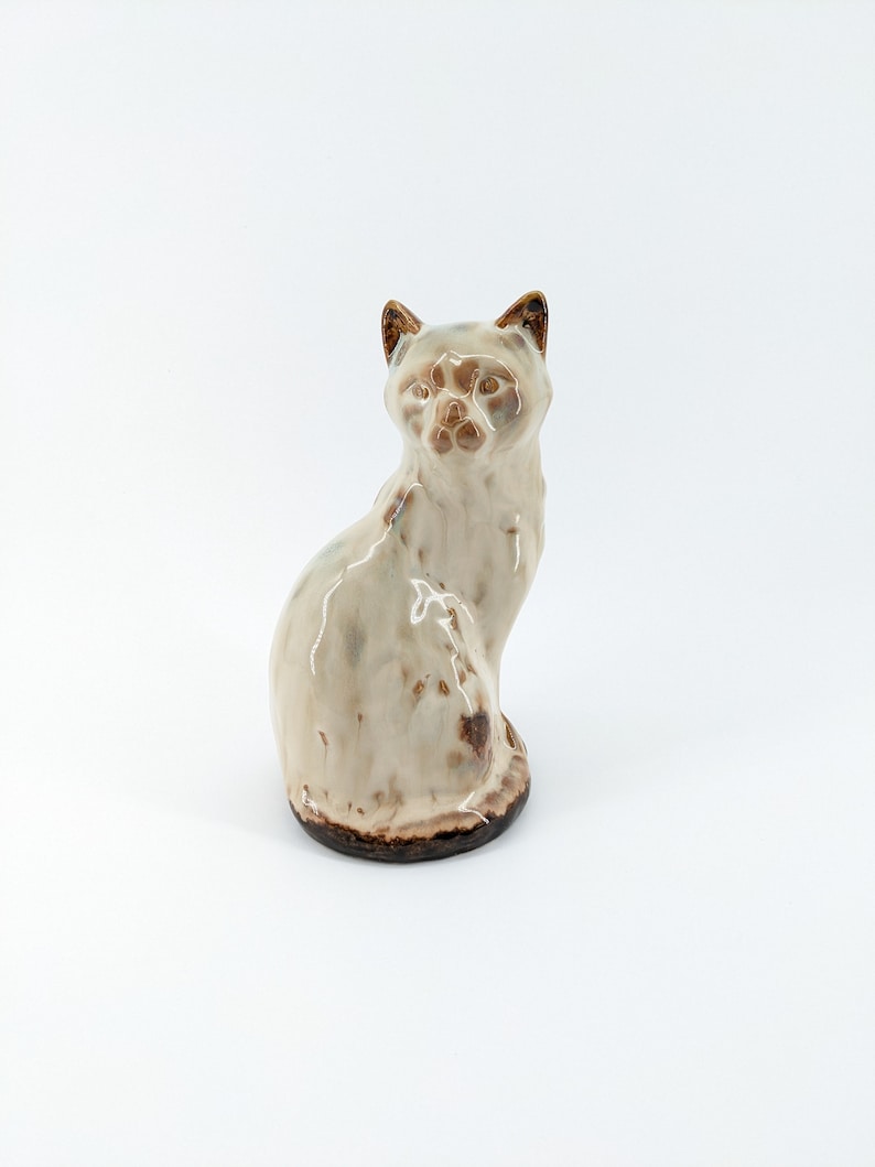 Studio Pottery Drip Glaze Siamese or Ragdoll Cat Figurine 6 3/4'' - Etsy